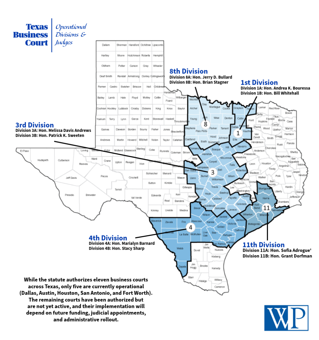 Texas Business Court Map - Austin, Dallas, & Fort Worth Attorneys ...